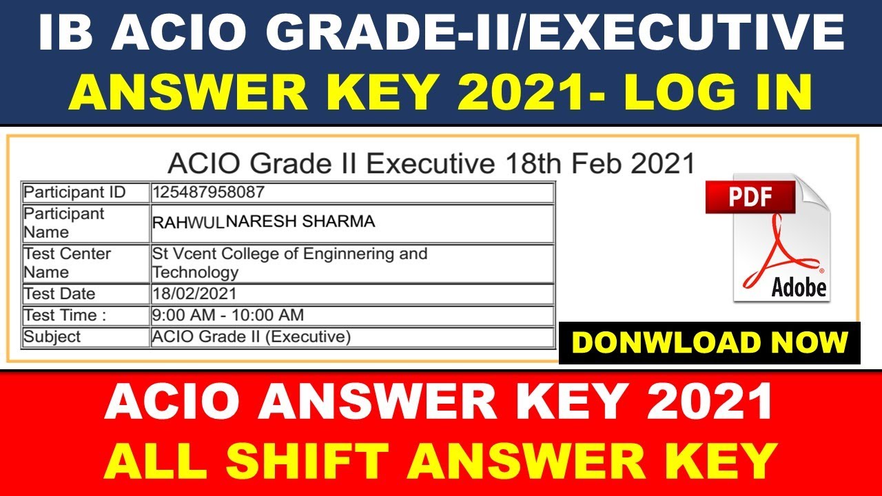 IB ACIO ANSWER KEY KAISE CHECK KARE TRICK IB ACIO ANSWER KEY 2021 ...