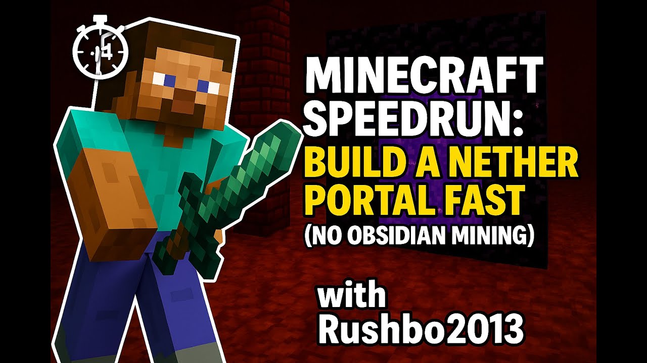 Minecraft Speedrun: Build a Nether Portal Fast (No Obsidian Mining ...