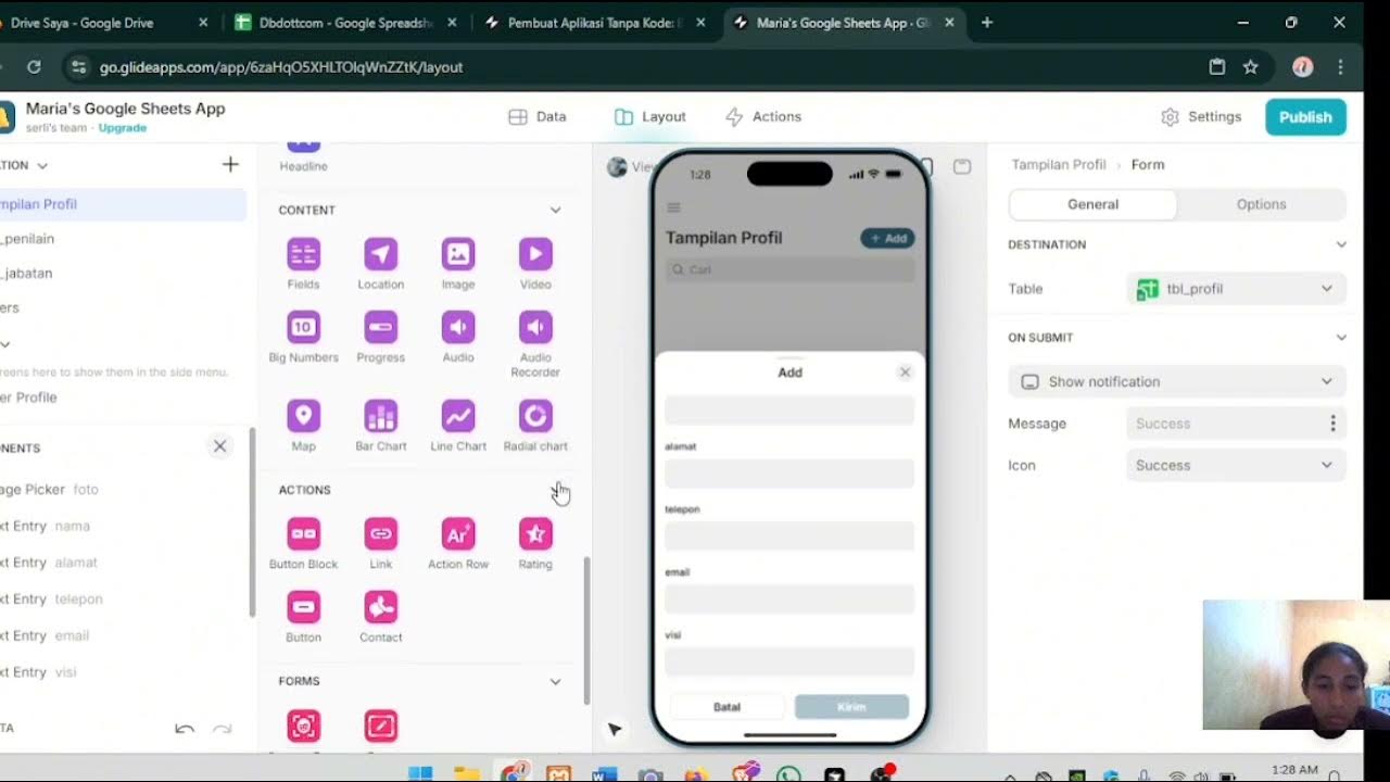TUTORIAL PROYEK APLIKASI MOBILE DENGAN MENGGUNAKAN GLIDE - YouTube