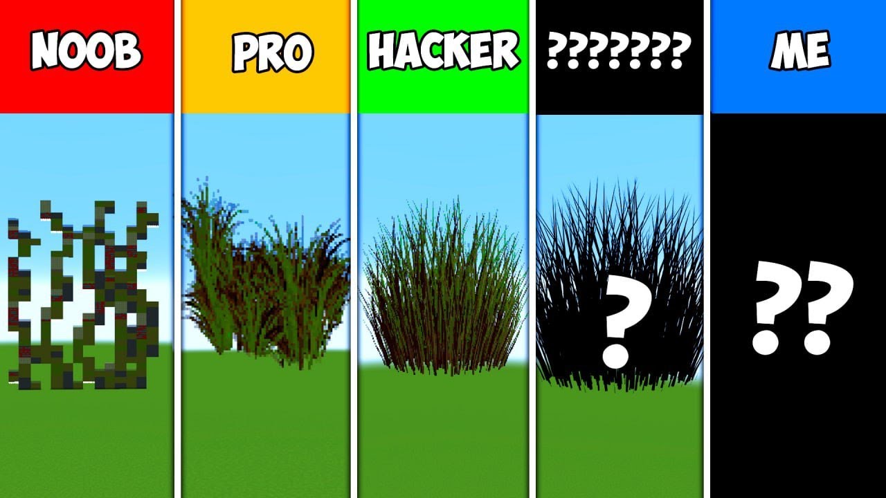 Pixel Art (NOOB vs PRO vs HACKER vs ??? vs ME) Grass in Minecraft - YouTube
