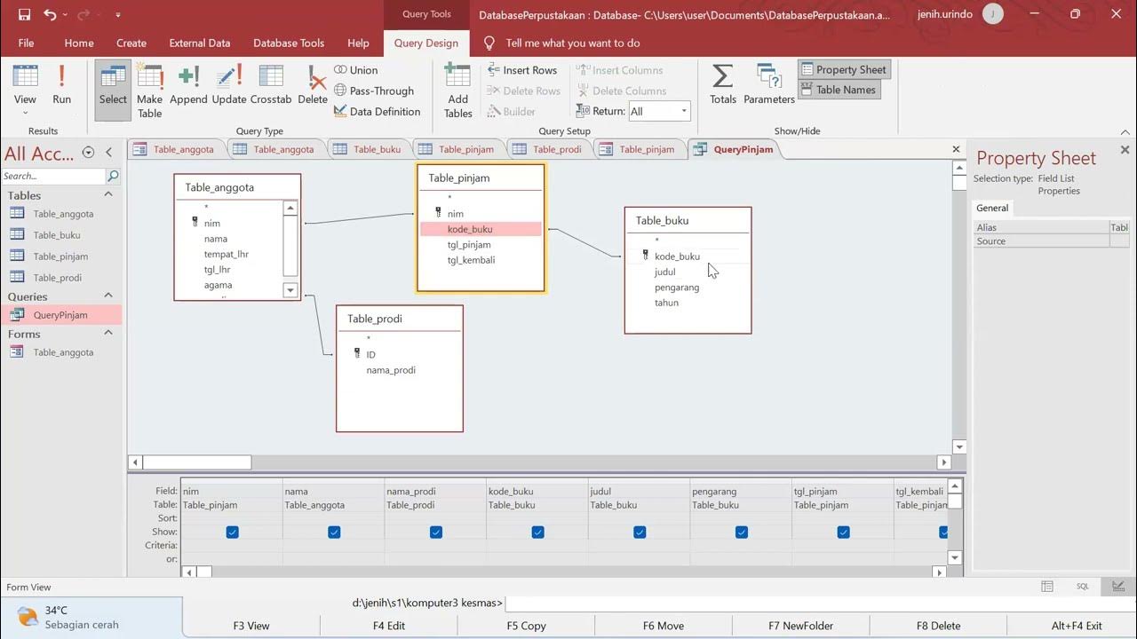 Membuat Combo box pada form dan Query design di Ms. Access - YouTube