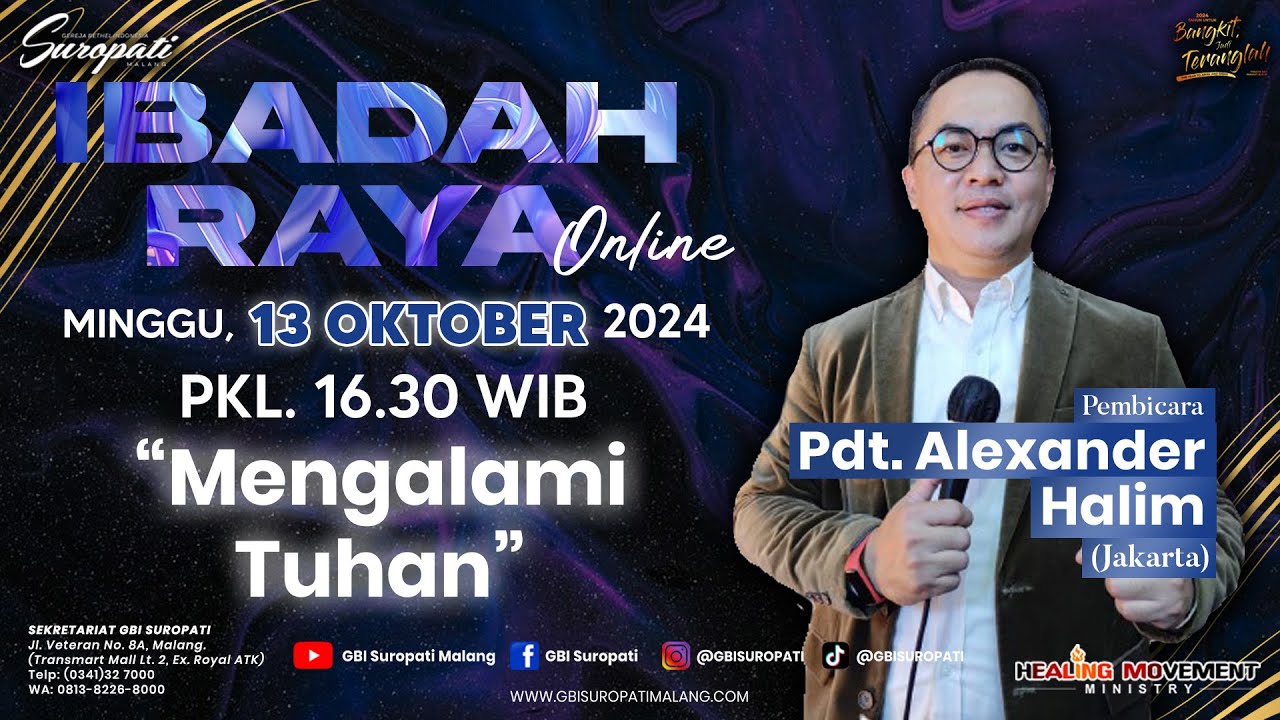 IBADAH ONLINE 16.30 WIB - 13 OKTOBER 2024 || Pdt. Alexander Halim - YouTube