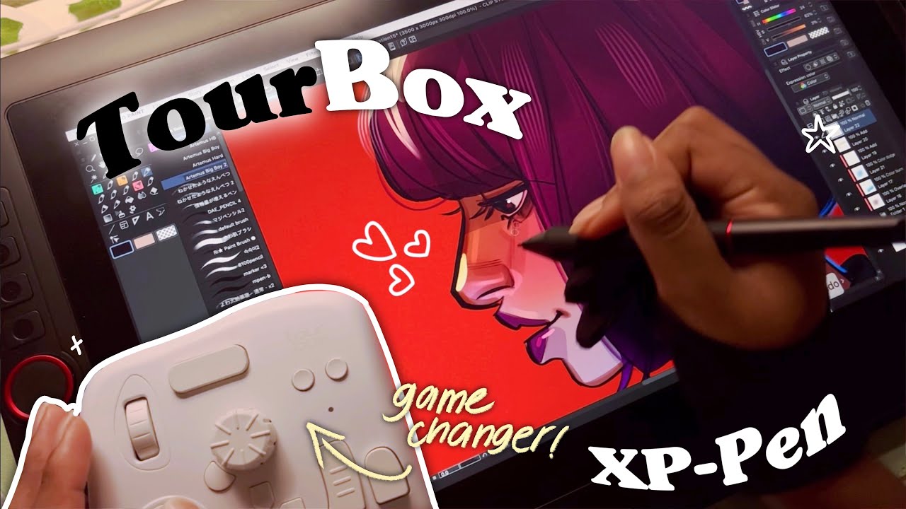 Drawing with TourBox Elite + Xppen 15.6 pro! [review] 🍄・° - YouTube