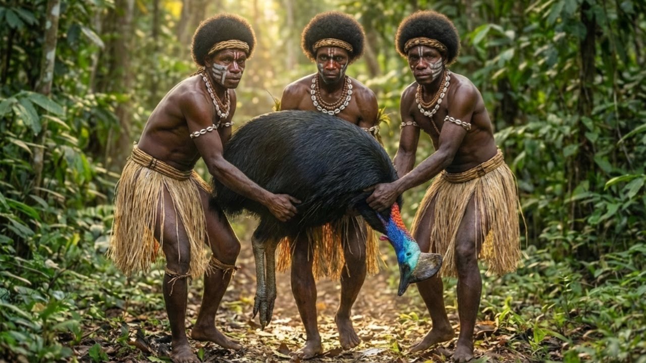 Papua Tribe Hunting and Eating Cassowary | Primitive Survival & Tribe ...