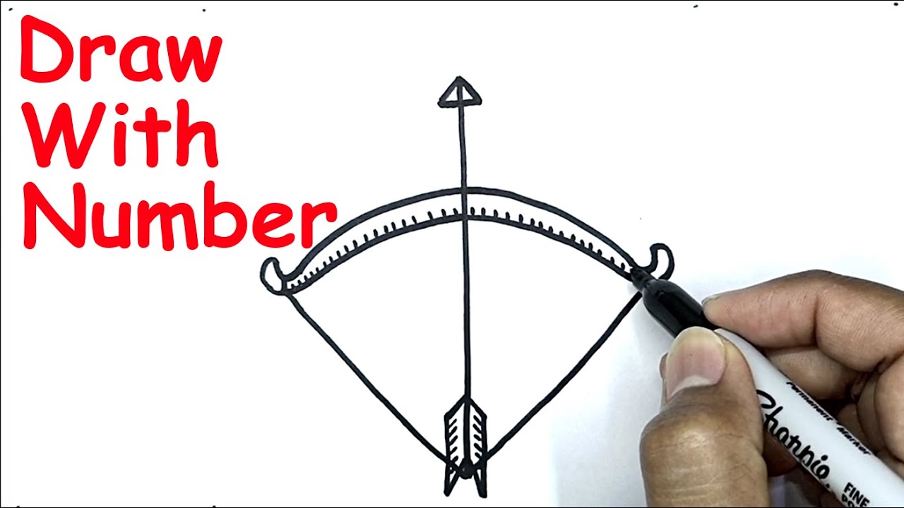 How To Draw Arrow And Bow With Number 1 | Drawing Using Number - YouTube