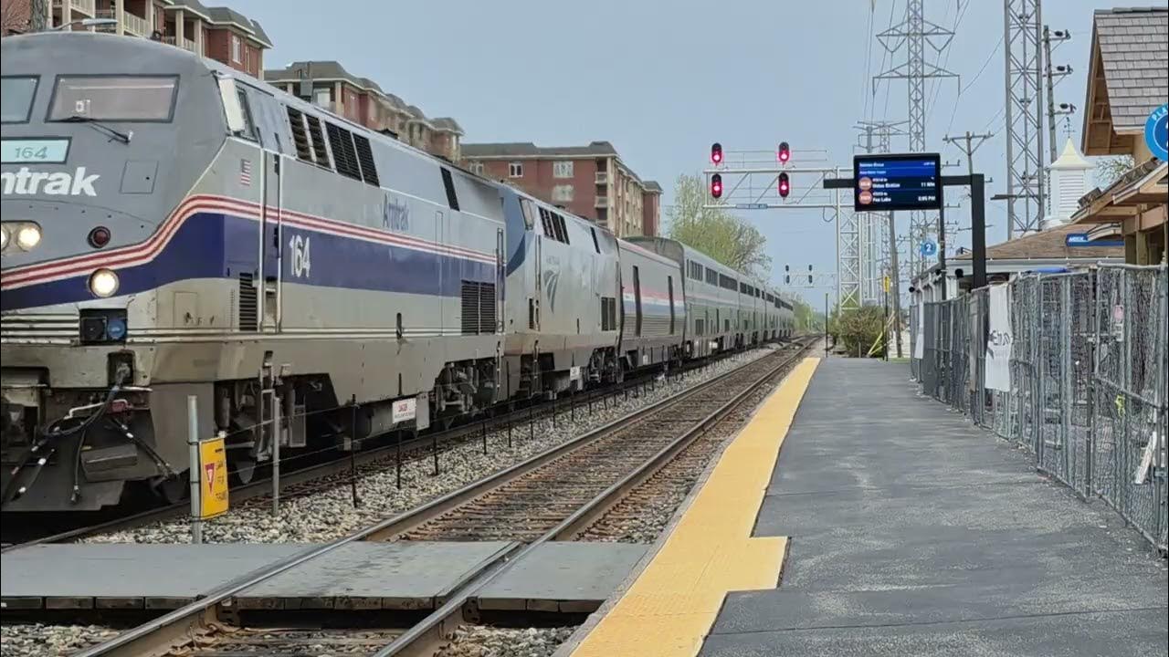 Amtrak 164 Phase 4 HU leads Empire Builder 7 at Morton Grove - YouTube