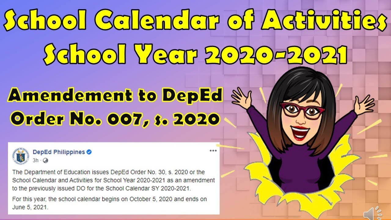 DepEd Newly Released Updated School Calendar 2020-2021 - YouTube