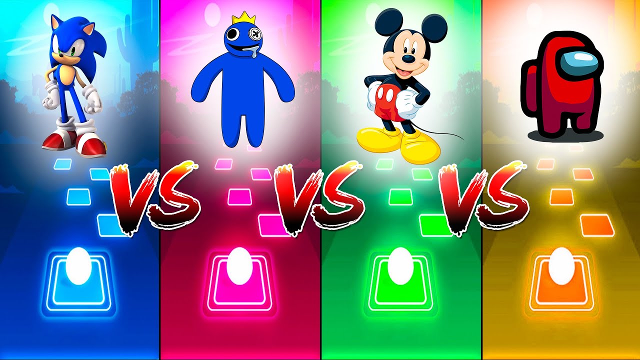 Sonic Vs Rainbow Friends vs Mickey Mouse Vs Among Us | Tiles Hop EDM ...