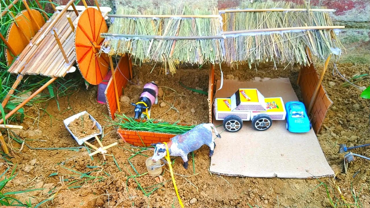 how to make cow shed for school project - YouTube