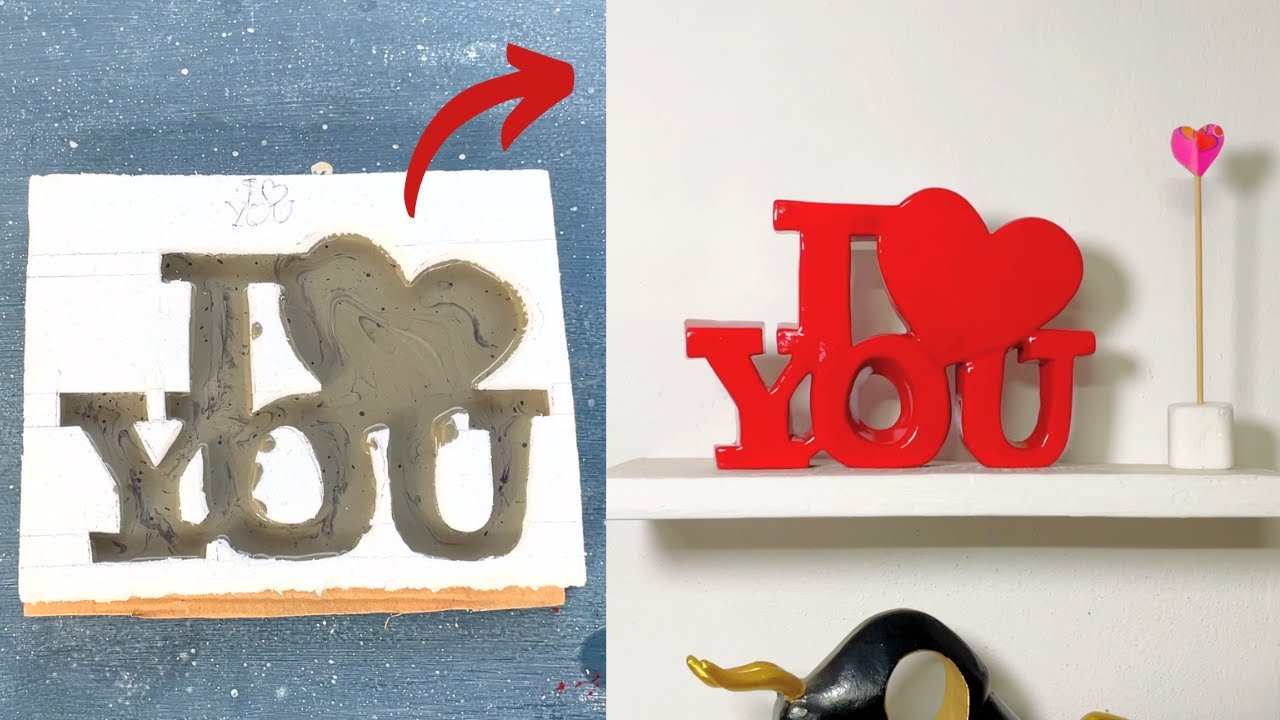 How to make Vanlantine's gift | DIY 3D I Love you decor with heart ...