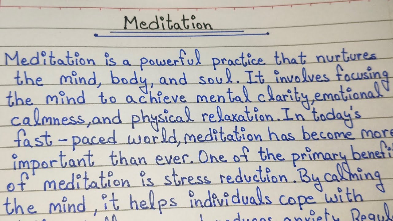 Short Essay on Meditation | Essay on Meditation in English - YouTube