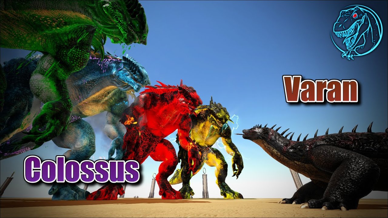 VARAN vs. All 4 Primal Fear Colossus | ARK Kaiju Battle 🦎 - YouTube