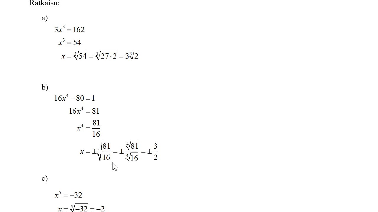 2.3 Korkeammat juuret e4 ja e5 - YouTube