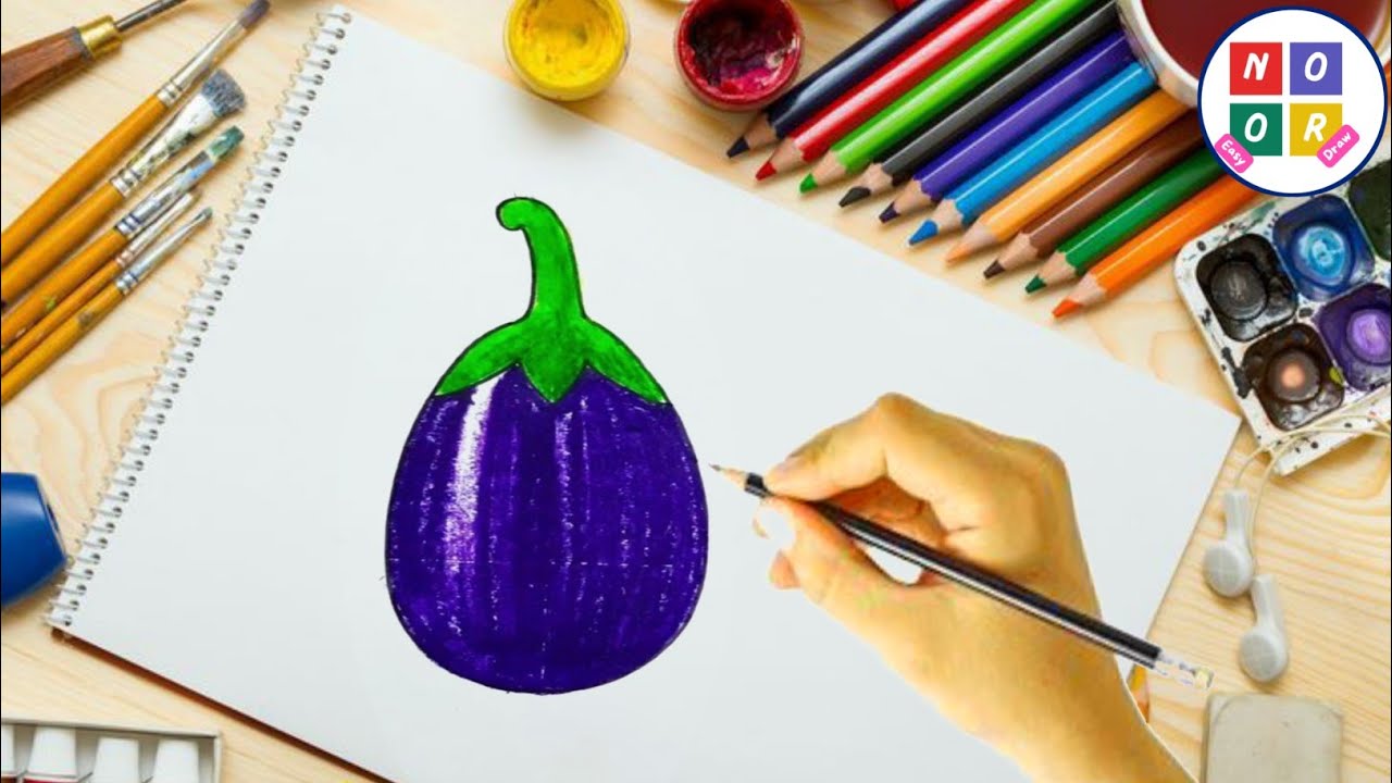 How To Draw Brinjal | Brinjal Drawing For Kids | Drawing Tutorial ...