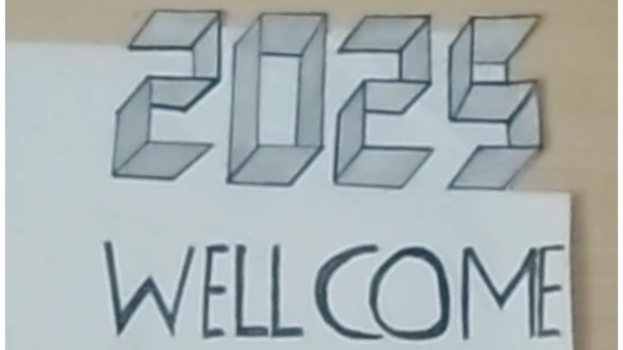 Happy New Year 2025 3D Drawing ll 2025 Drawing 3D - YouTube