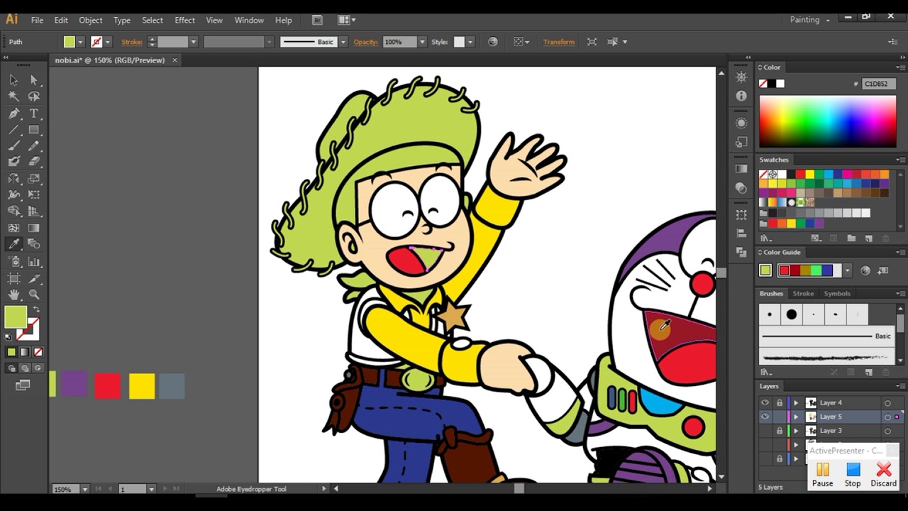 Doraemon and Nobita Toy Story mashup Timelapse Drawing in Adobe ...