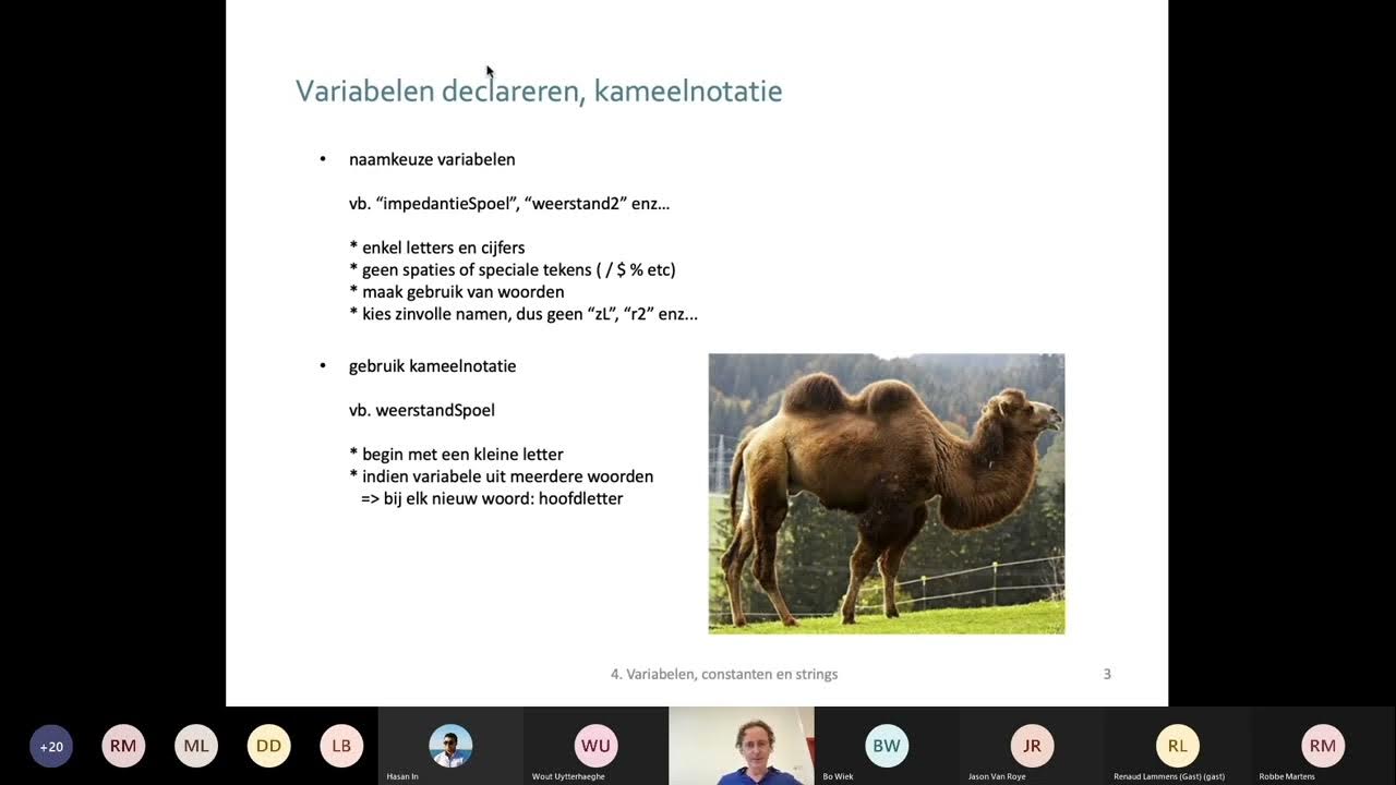 sessie 1 - Variabelen, kameelnotatie en overflow - YouTube