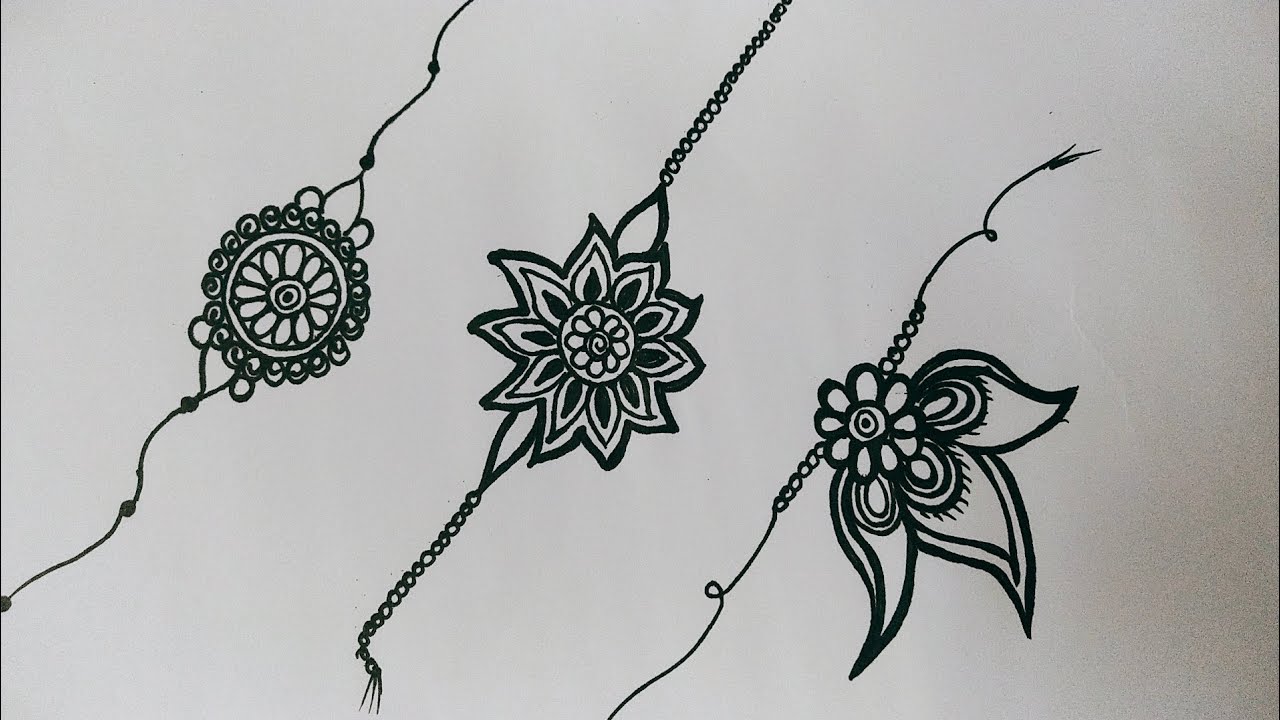 How to draw beautiful rakhi step by step !! Rakhi Drawing easy and ...