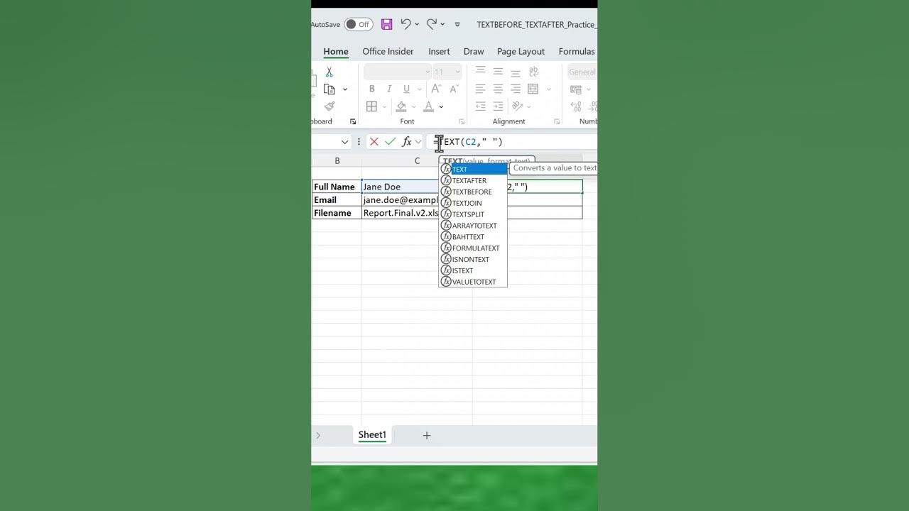 Excel TEXTBEFORE & TEXTAFTER: Extract Text Like a PRO! (Names, Emails, File Extensions) - YouTube