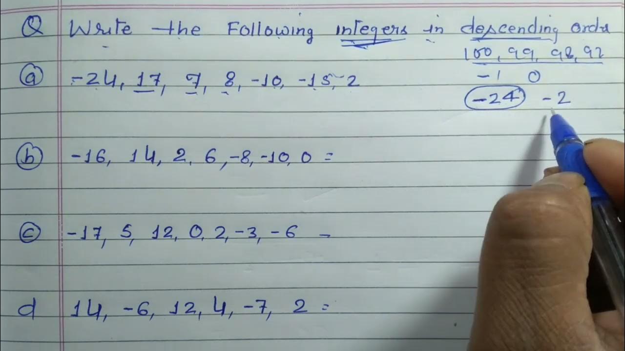 Write the following integers in descending orders - YouTube