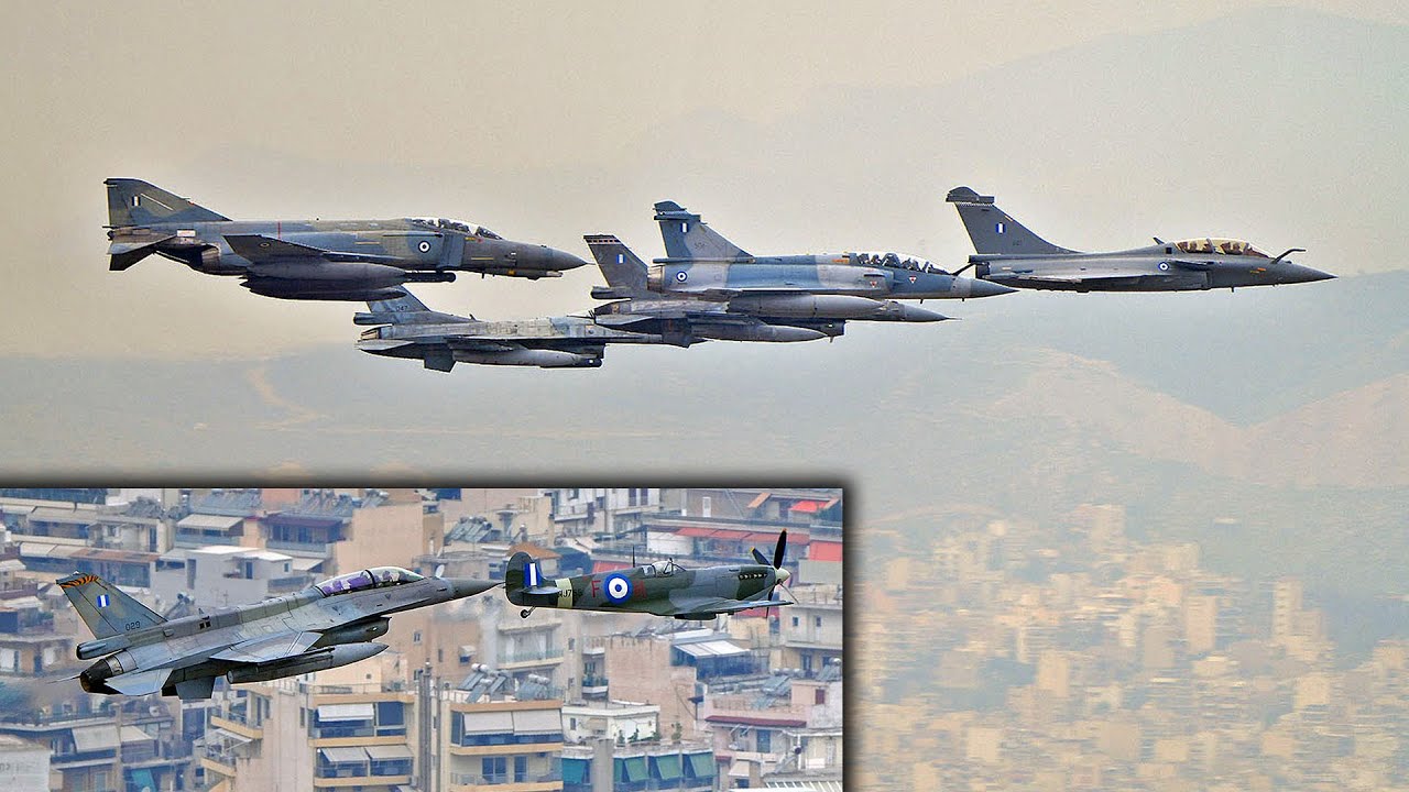 Parade rehearsal flights over Athens, Greece 21/3/2023 - 4K - YouTube