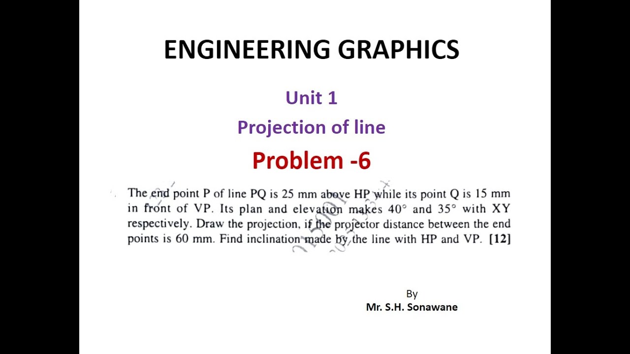 Projection of Line Problem No 6 - Line inclined to both the reference ...