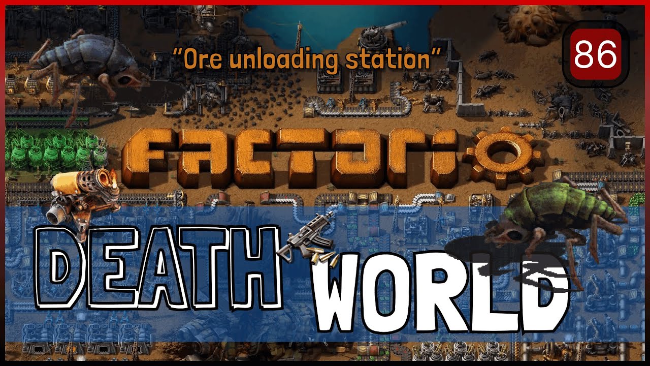 Factorio death world default - #86 - Ore unloading station - YouTube
