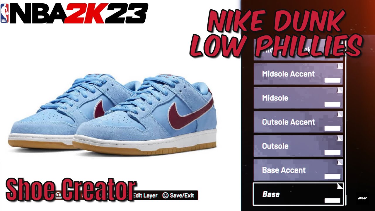 How To MAKE Nike Dunk Low "Phillies" In NBA 2k23 - Shoe Creator - YouTube