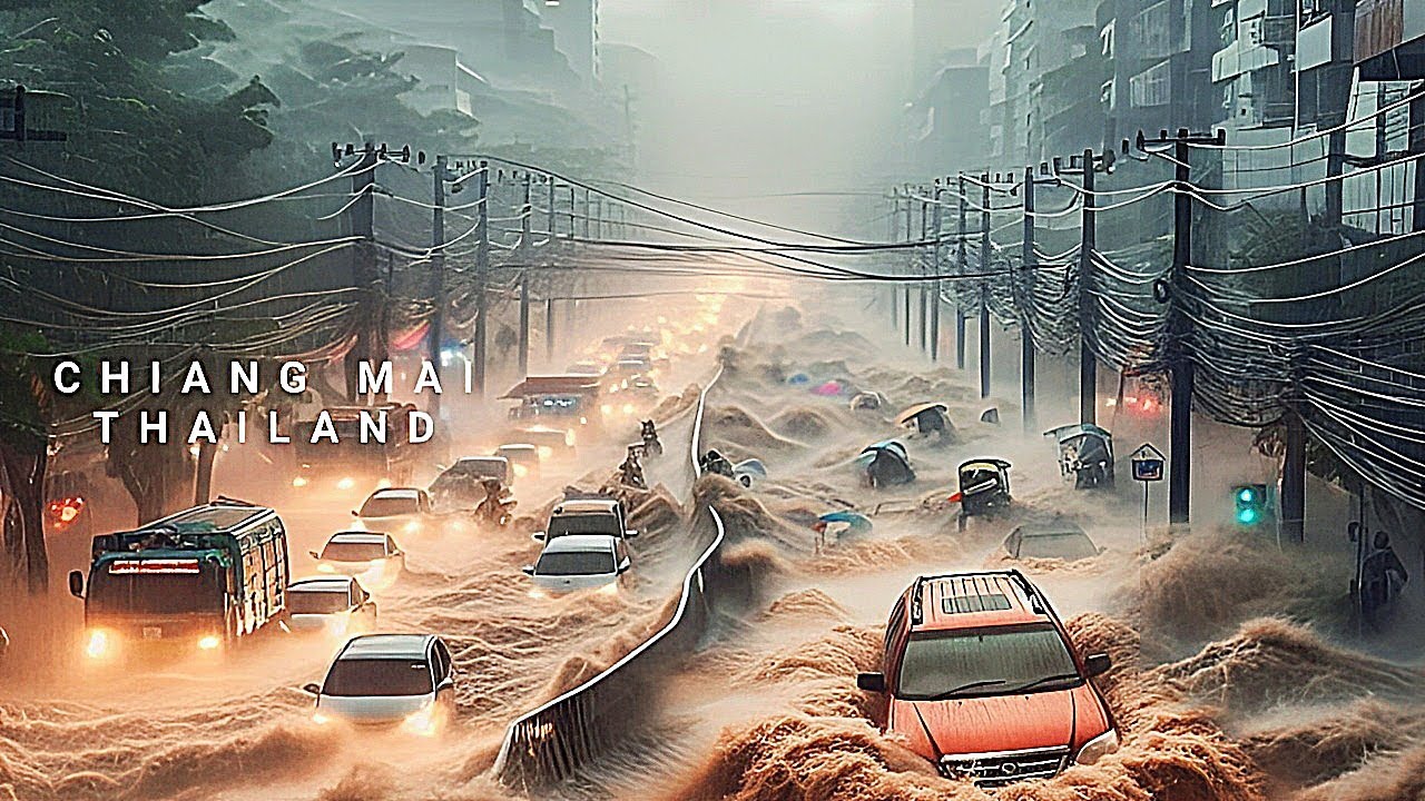 Heavy rain in Chiang Mai, Thailand, water flows into Doi Tao, worst ...