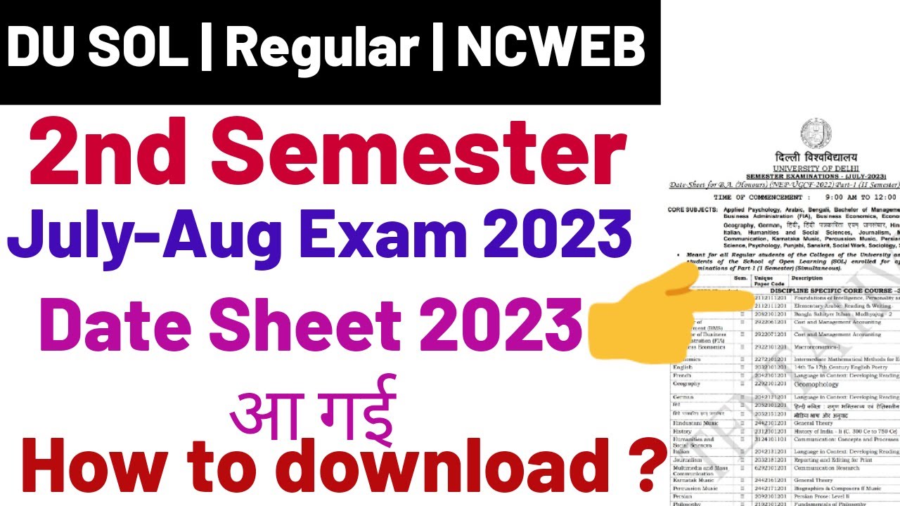 Sol 2nd semester date sheet 2023 आ गई | How to download date sheet 2023 ...