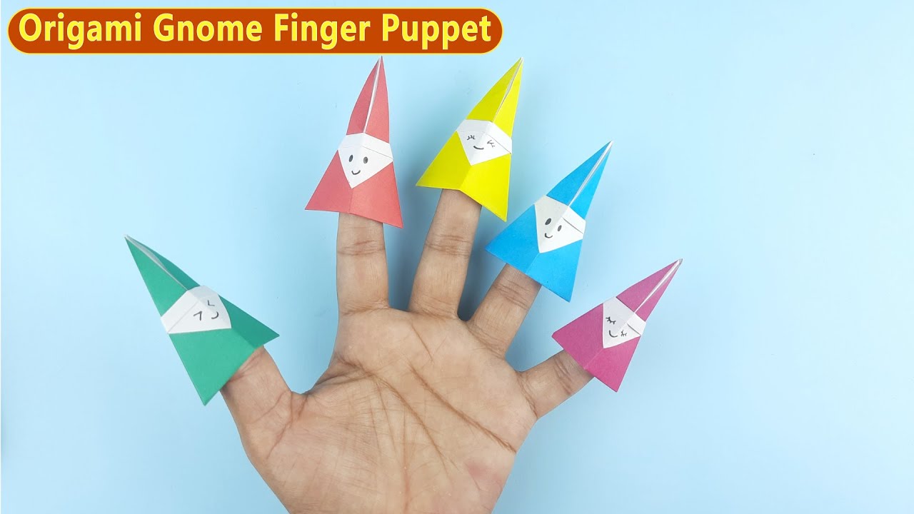 Origami Gnome Finger Puppet - Holiday Finger Easy Paper Crafts - YouTube