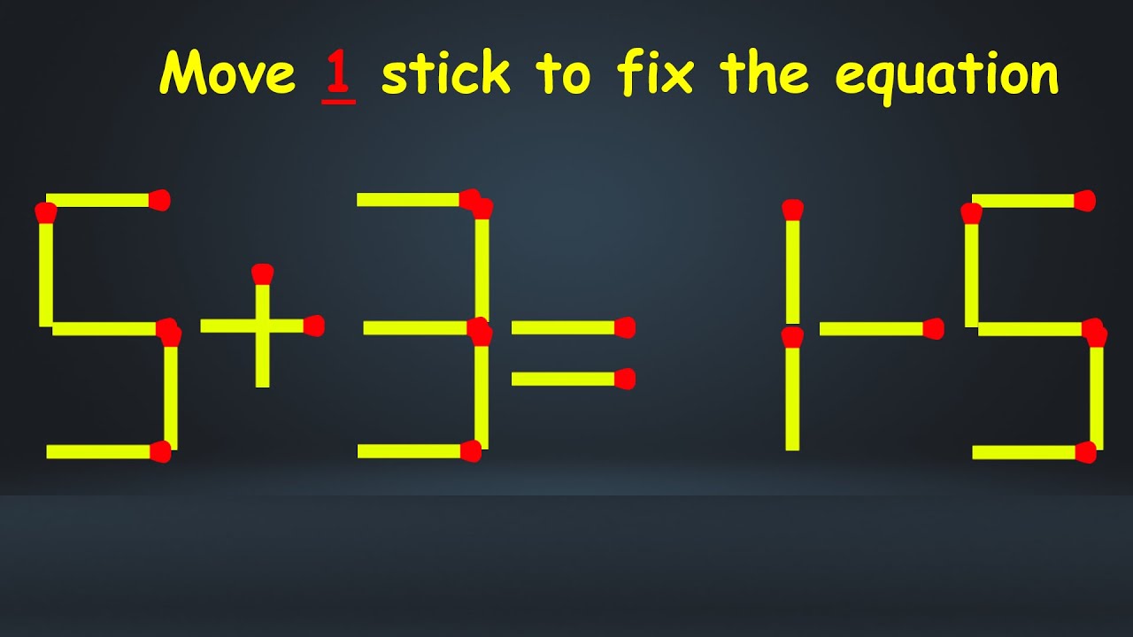 Can You Solve This Matchstick Puzzle? | Move 1 Stick to Fix the ...