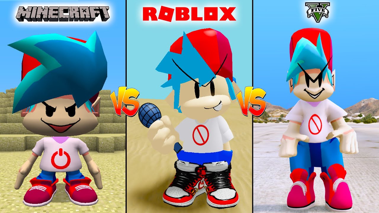 MINECRAFT FNF BOYFRIEND VS ROBLOX FNF BOYFRIEND VS GTA 5 FNF BOYFRIEND ...