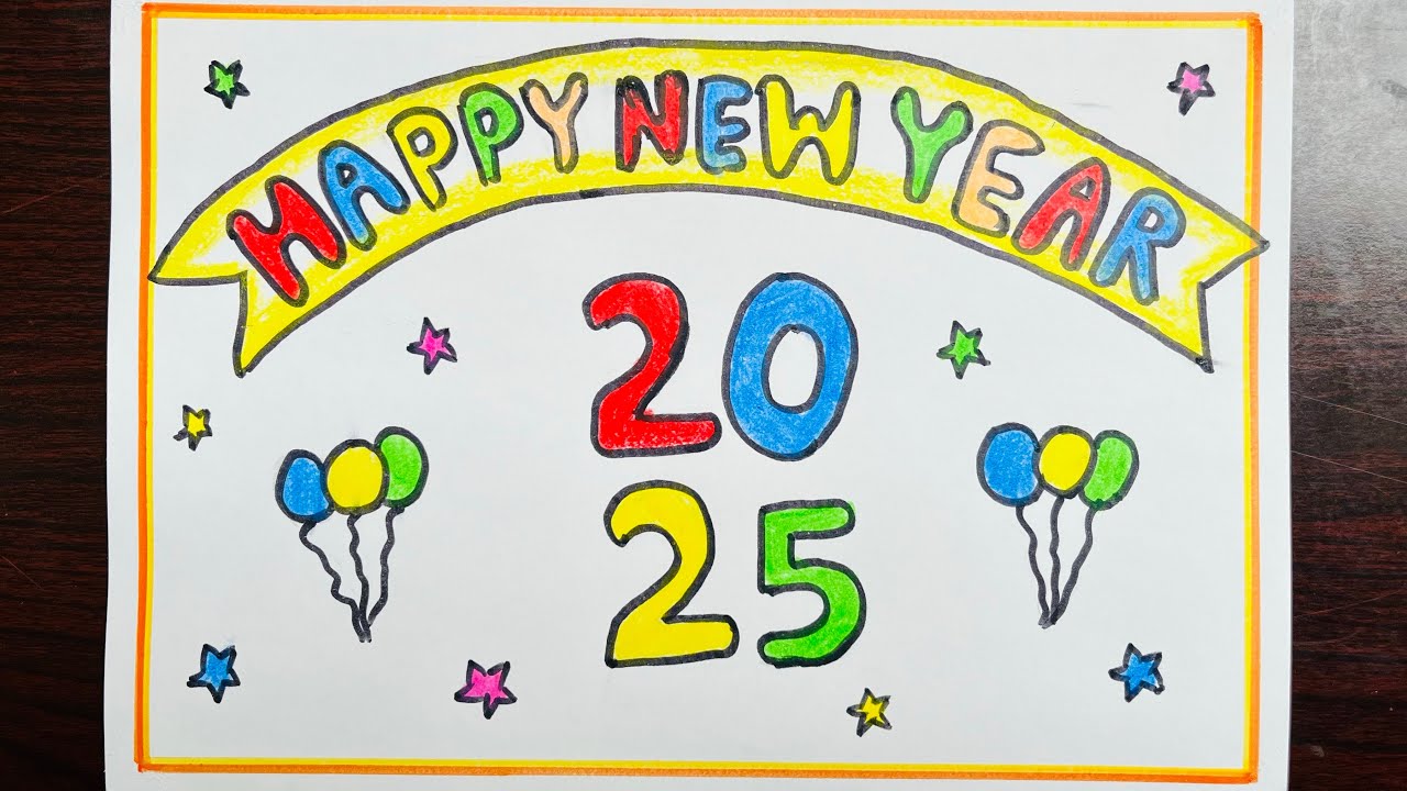 Happy New Year 2025 Drawing | New Year Drawing | 2025 New Year Drawing ...