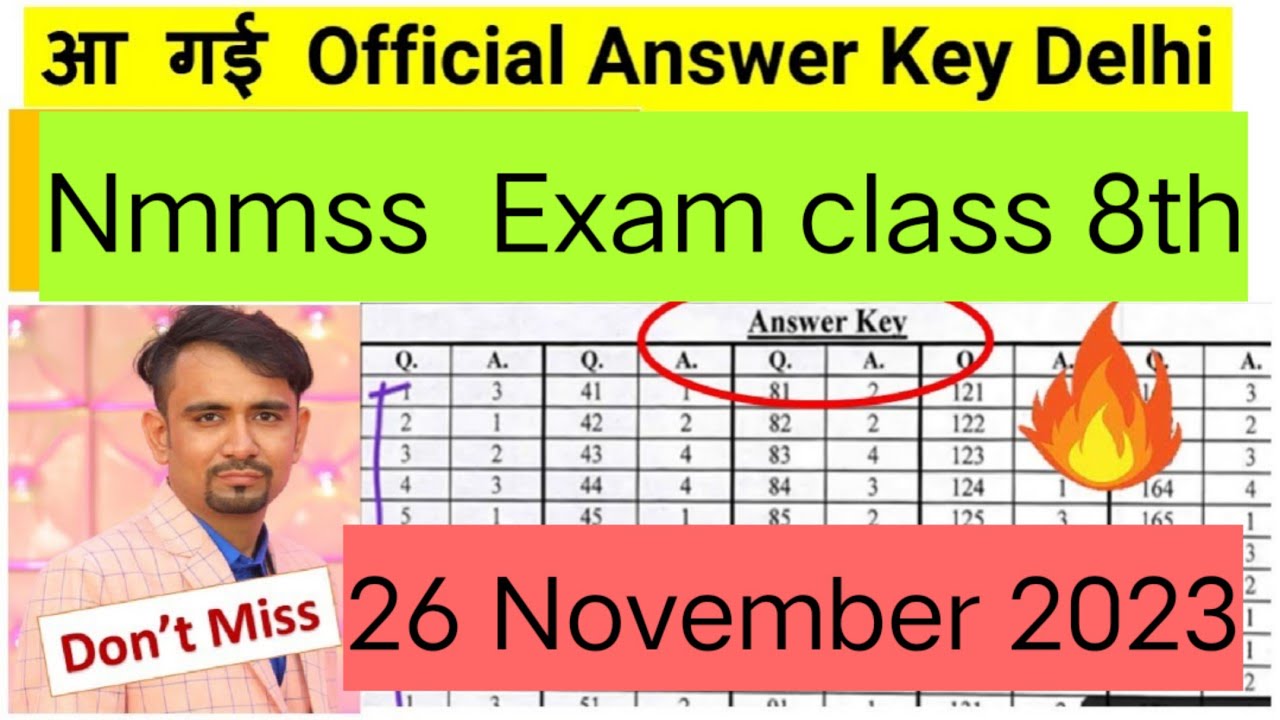 Scholarship nmmss paper answer key 2023-24 class8 / nmmss result 2023-24 / nmms exam paper ...