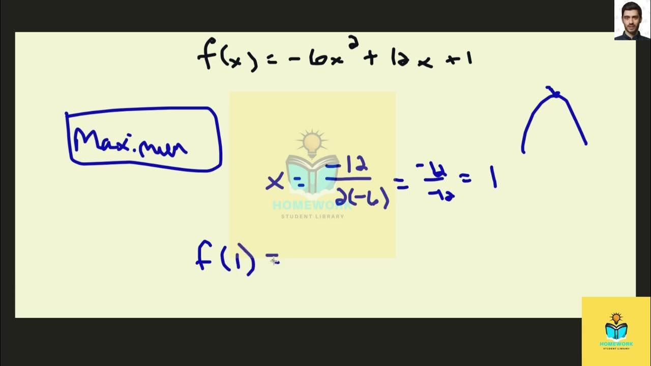 [Math] Determine, without graphing, whether the given quadratic function has a maximum value or ...