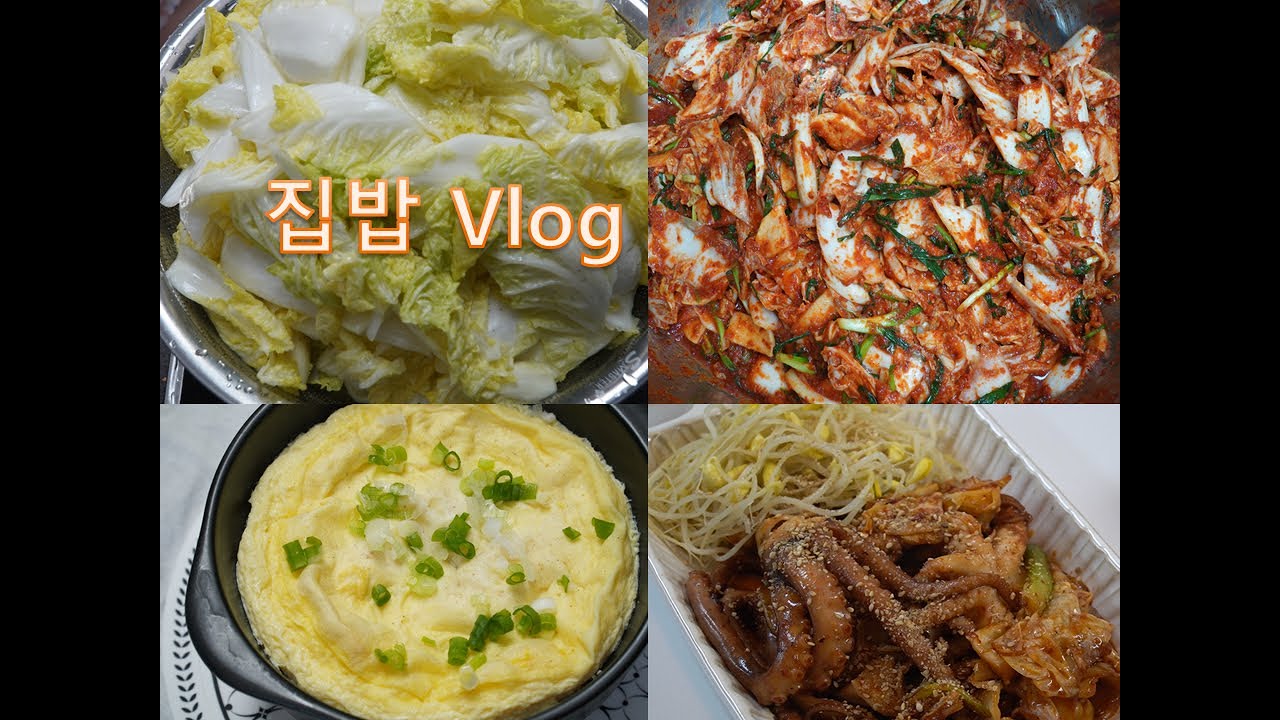 집밥 브이로그양배추 한 통 순삭하기 양배추 볶음밥 배추 1통 겉절이알배기 배추 겉절이 낙지볶음과 식당 계란찜