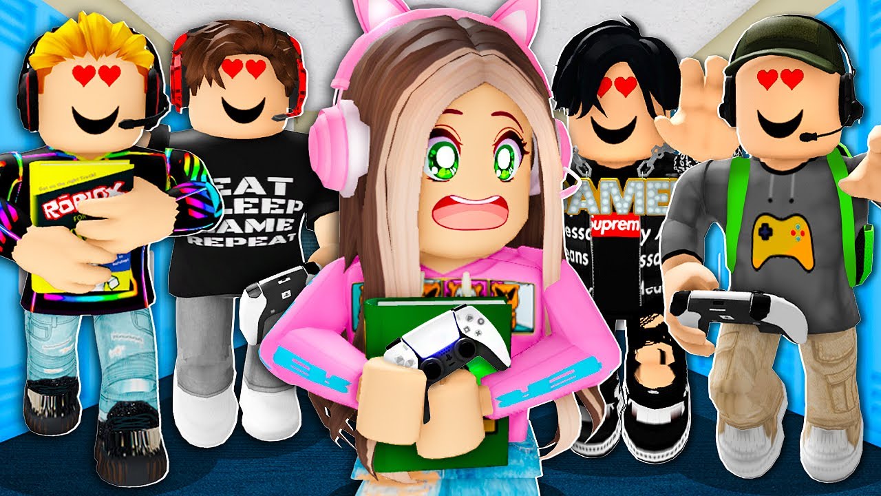 ONLY Girl at GAMER School in Roblox! - YouTube