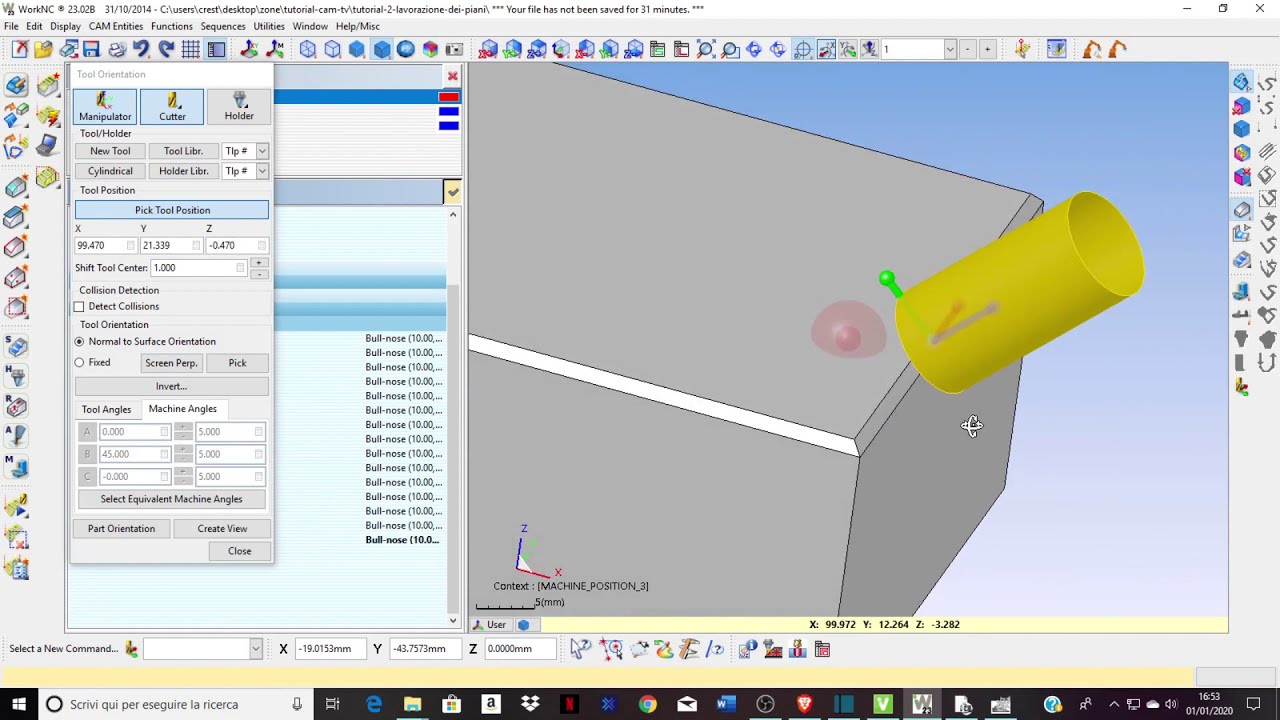 tutorial 2 lavorazione dei piani worknc - YouTube