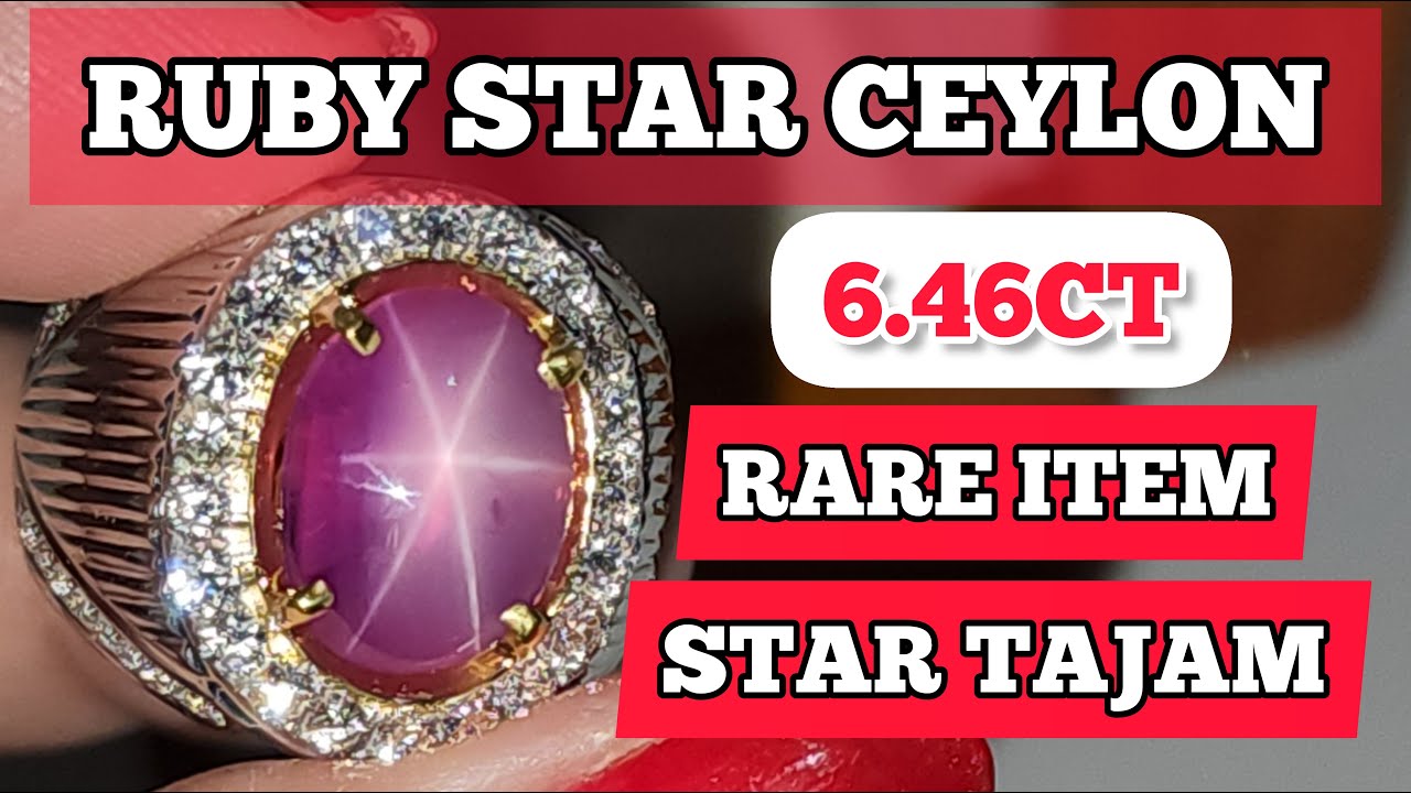Wajib di koleksi Star Ruby srilanka ini Besar 6.46ct Kristal dan star tajam merah delima asli ...