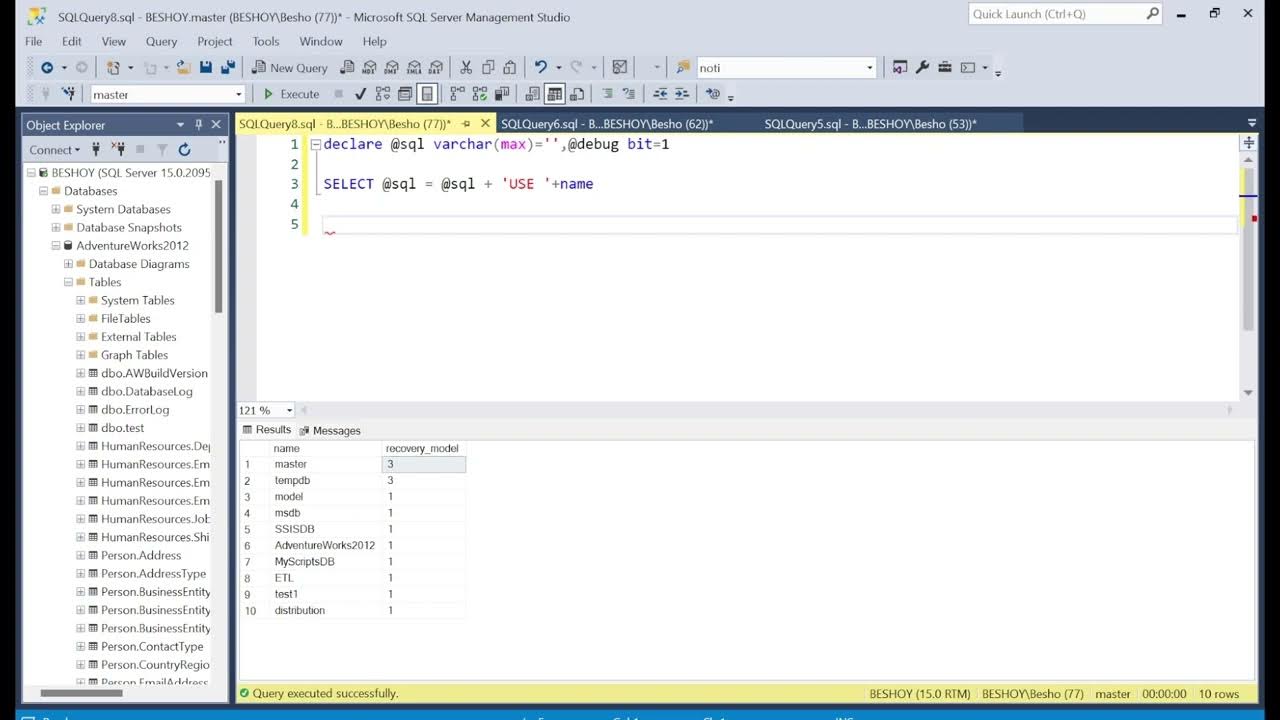 Dynamic SQL, String CONCAT, Recovery Models شرح بالعربي - YouTube