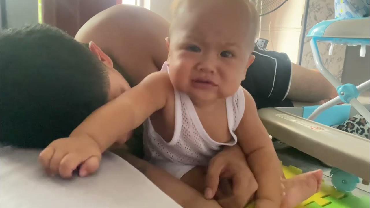 Baby ZL trying to escape Daddy's cuddles! - YouTube