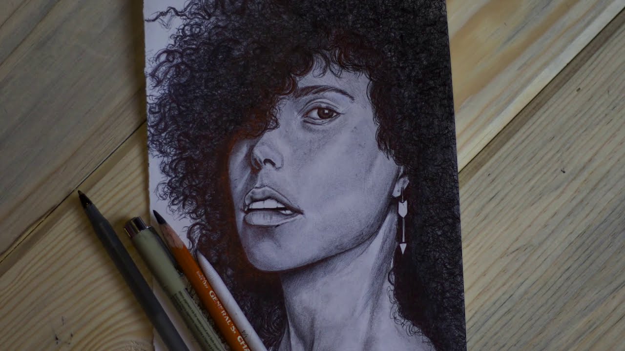 Alicia Keys Pen/Pencil Drawing!!! - YouTube