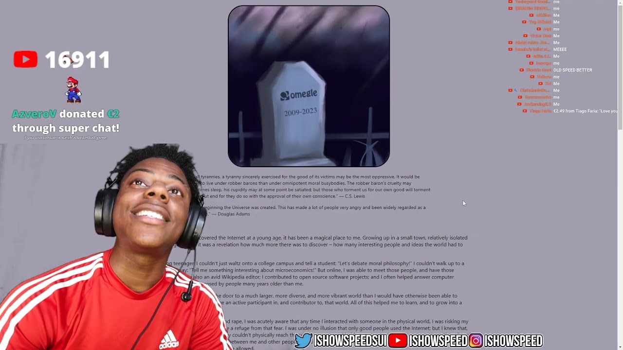 Ishowspeed Reacts To Omegle Being Shut Down Youtube