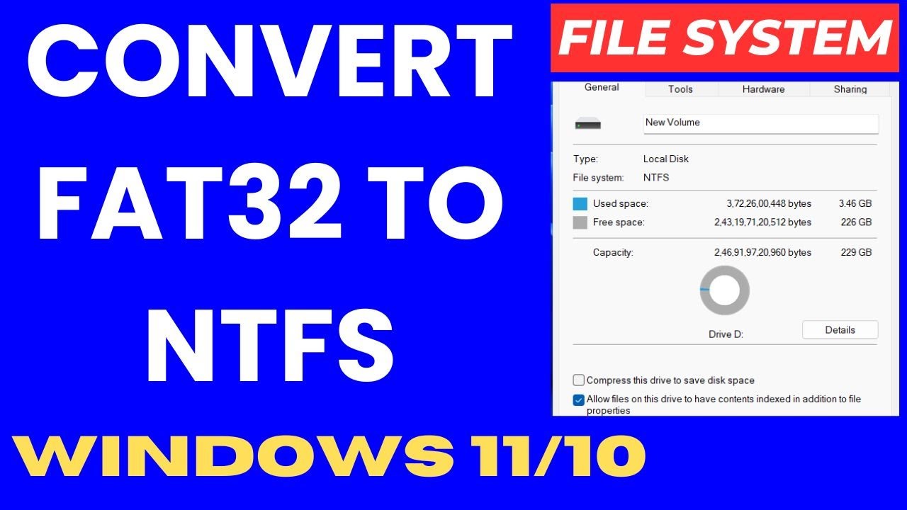 Convert FAT32 to NTFS File System in Windows 11 / 10 - YouTube