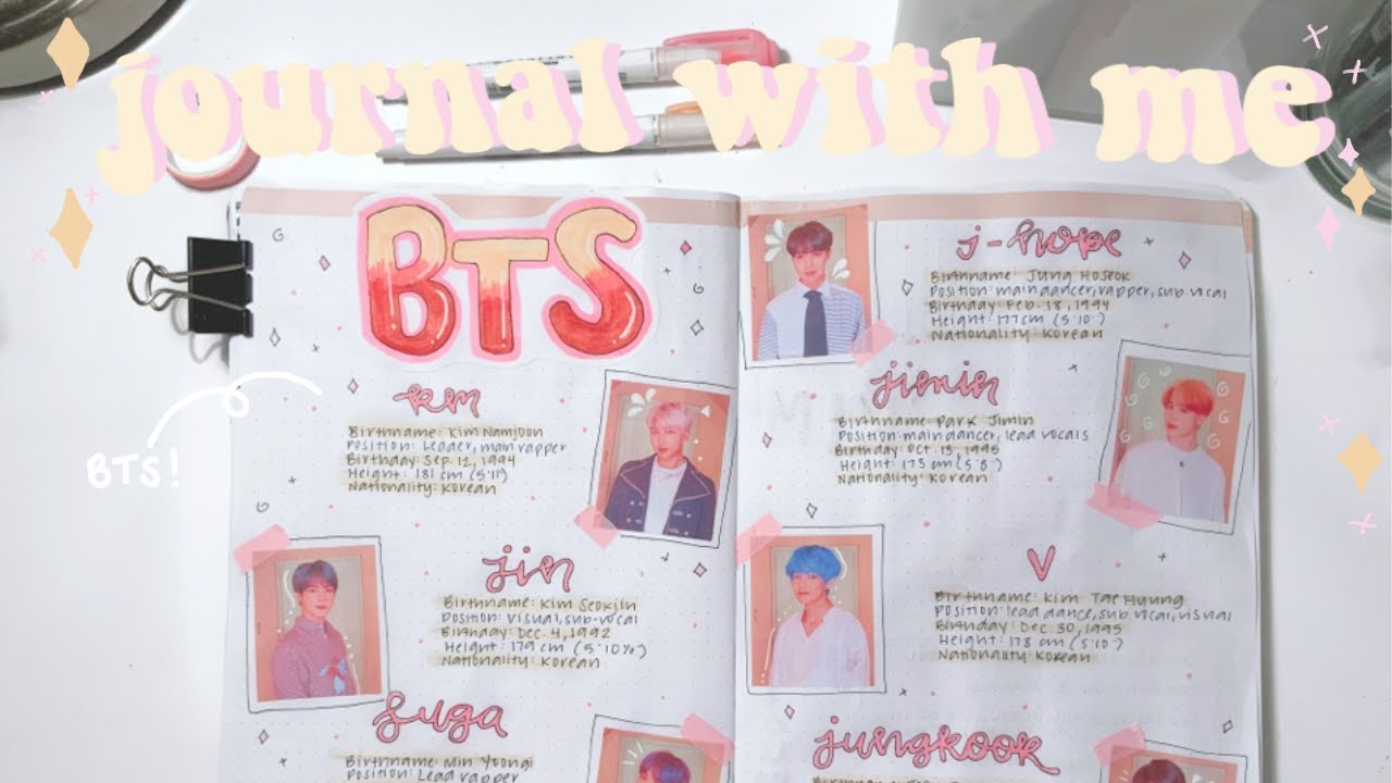 kpop journal with me // BTS profiles 💜 - YouTube