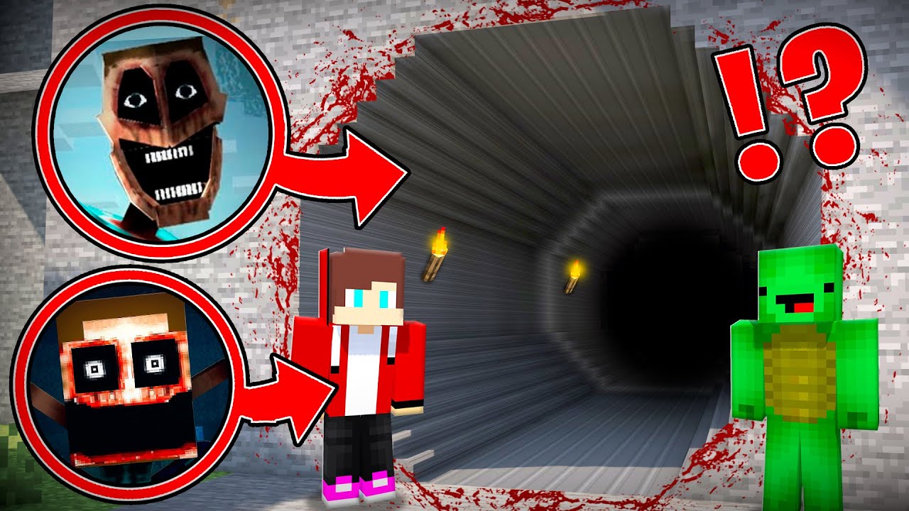 Mikey and JJ Found Longest Scary Mimics Tunnel at Night in Minecraft - Maizen?! - YouTube