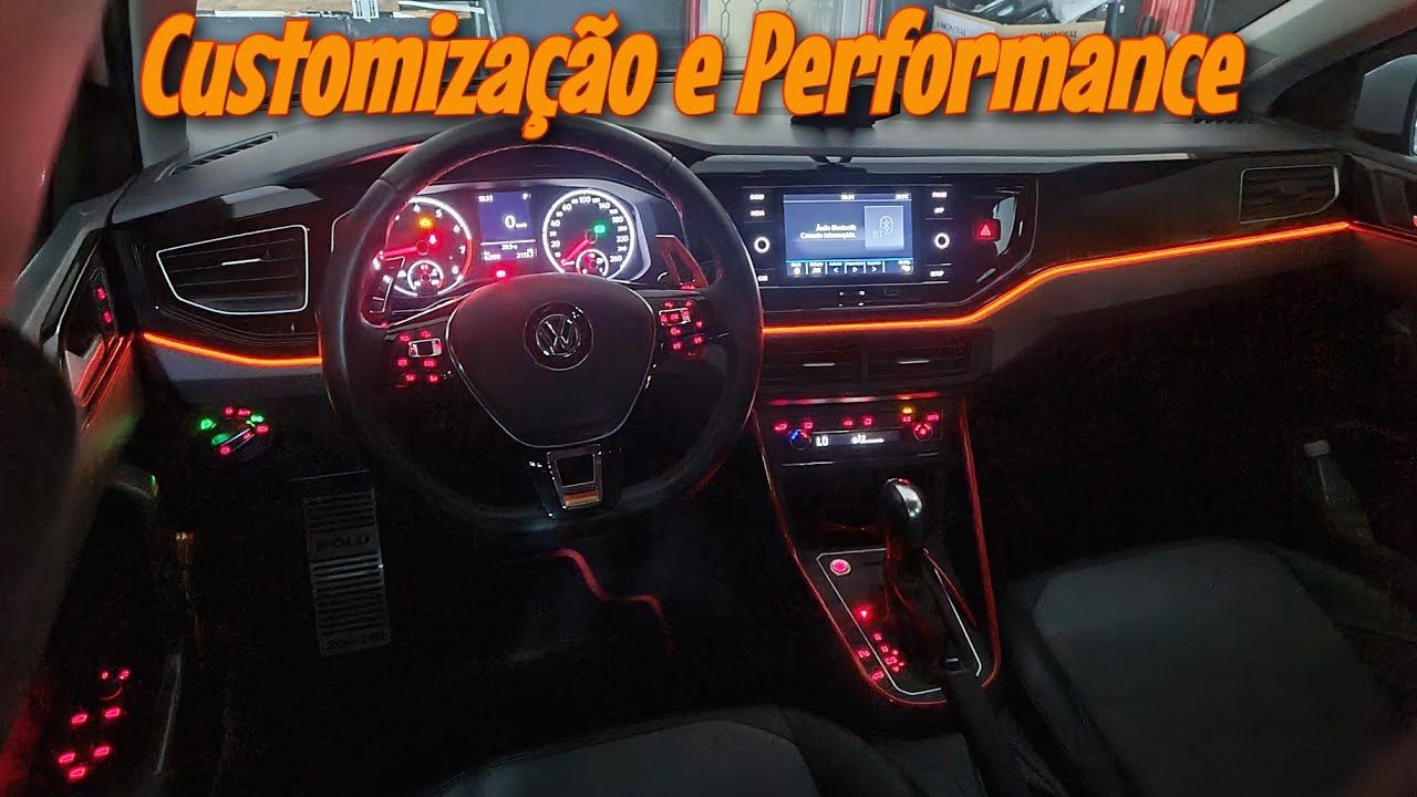 Polo TSI Fibra Ótica Néon Led Vermelha Painel + Lâmpadas Led Internas ...