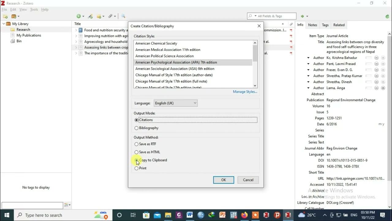 Zotero part፡ 3 How to export citation and reference in zotero/በ zotero ...