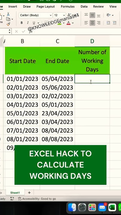 Calculate working days in Excel #computer #shorts #exceltips #excel - YouTube